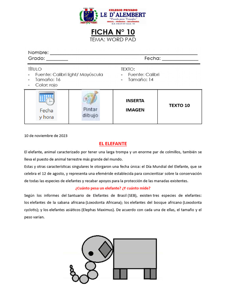 Ficha 10 - 5to Prim | PDF