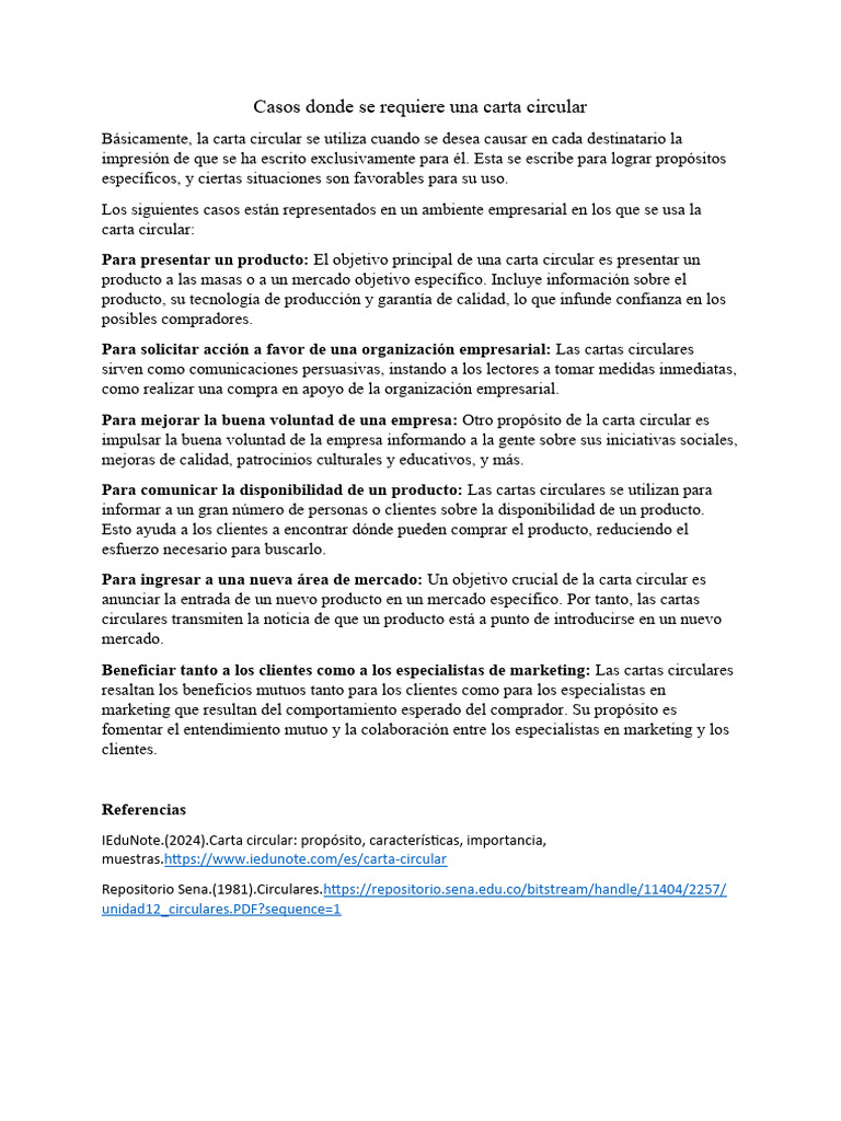 Casos Donde Se Requiere Una Carta Circular 2 | PDF