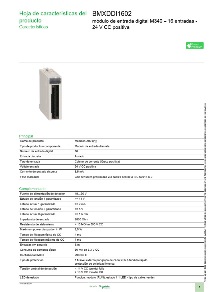 BMXDDI1602 | PDF | Corriente continua | Diodo emisor de luz