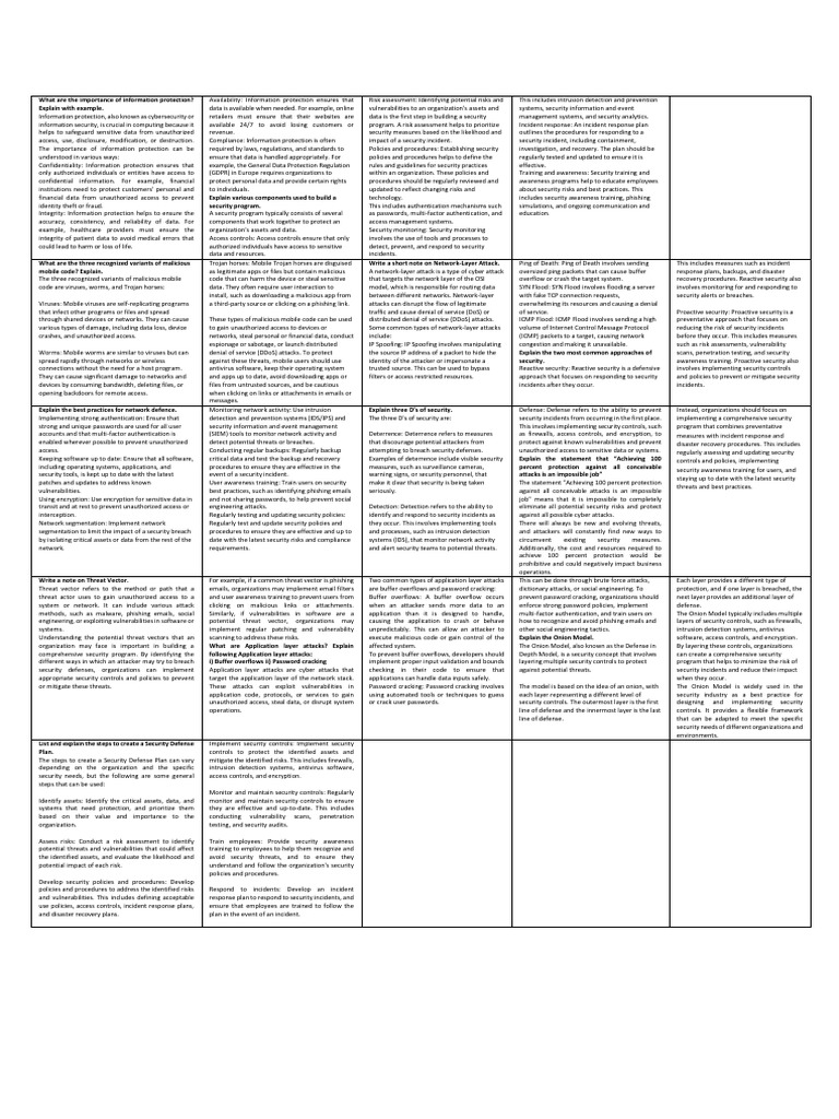 SIC question paper solution | PDF | Information Security | Security