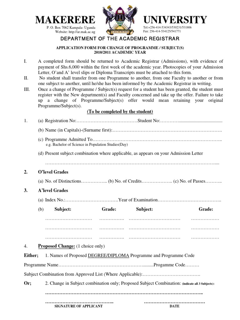 App Form Change of Prog | PDF | Educational Stages