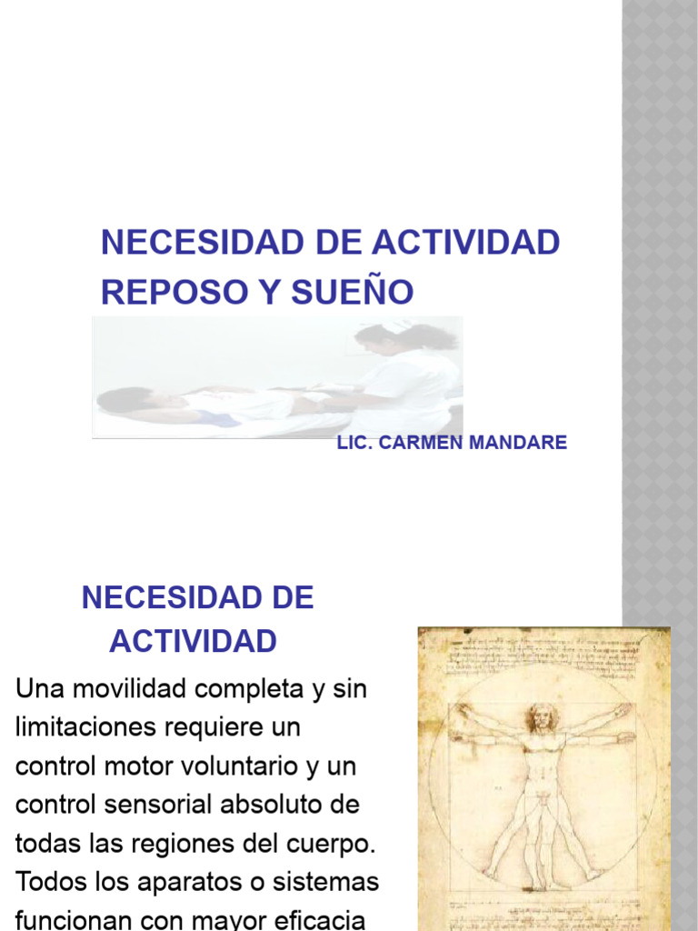 Clase 14 Necesidad de Actividad, Reposo y Sueño | PDF | Dormir ...