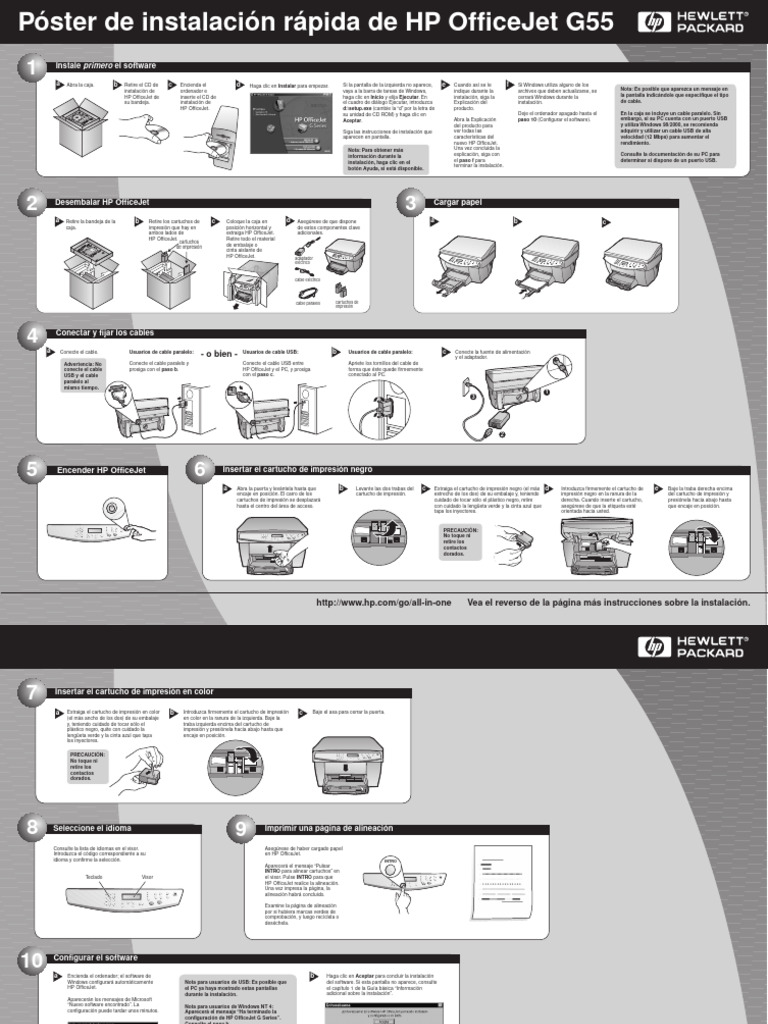 HP OfficeJet G Series - Póster de Instalación Rápida de HP OfficeJet ...