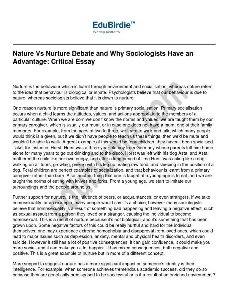 Nature Vs Nurture Debate and Why Sociologists Have An Advantage ...
