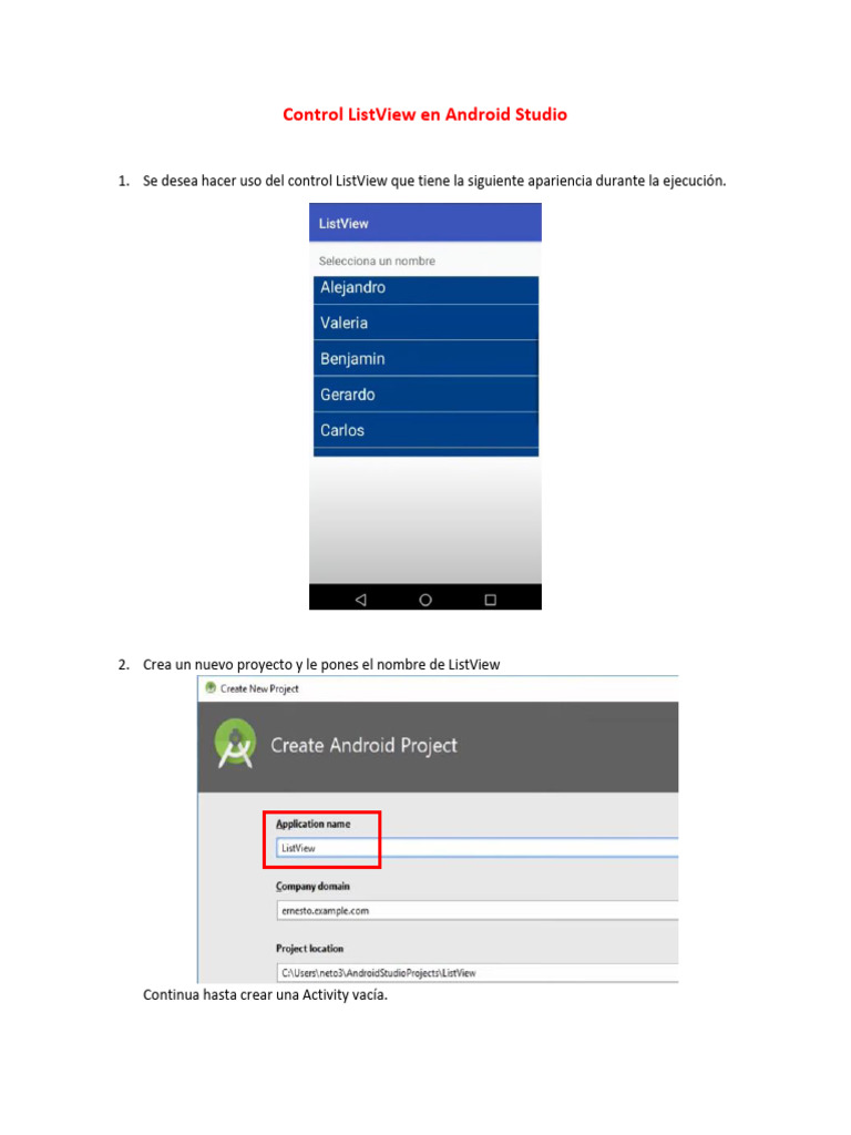 Control de ListView en Android Studio | PDF | Xml | Android (sistema ...