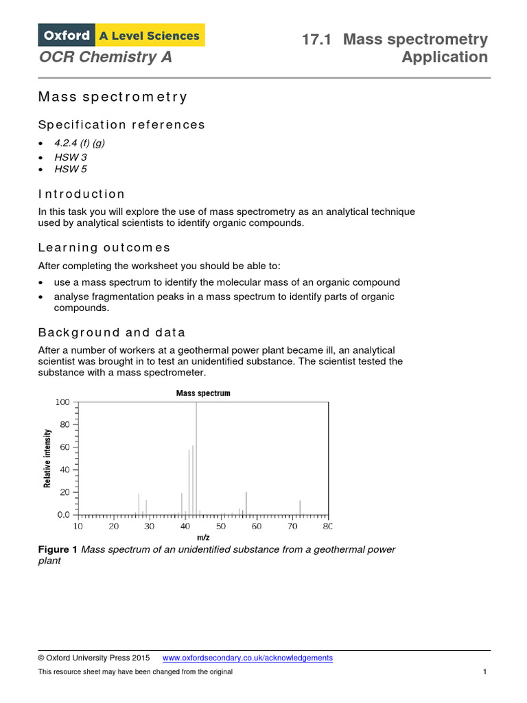 Mass Spec Sheet | Download Free PDF | Mass Spectrometry | Chemical ...
