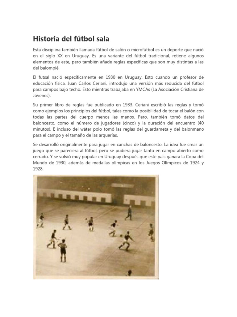 Historia Del Fútbol Sala | PDF | Asociación de Futbol | Deportes