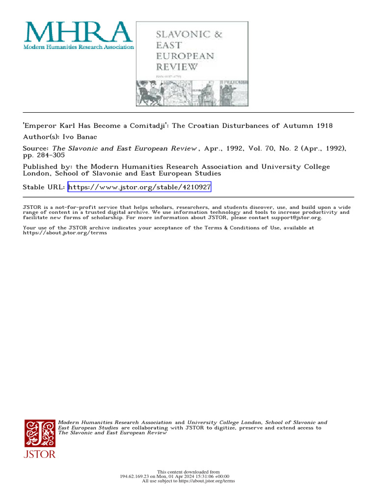 Ivo Banac - Emperor Has Become A Komadij LIT | PDF | Politics | History