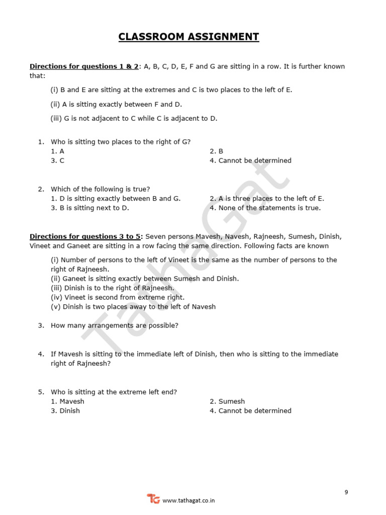 Classroom Assignment | PDF