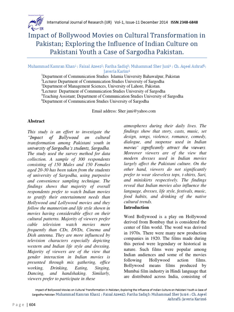 Bollywood's Impact on Pakistani Youth | PDF | Cinema Of India | Pakistan