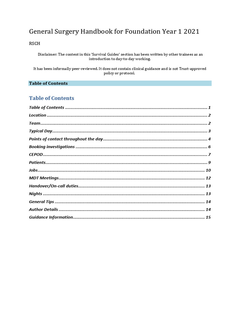 General Surgery Handbook For Foundation Year 1 2021 | PDF | Radiology ...