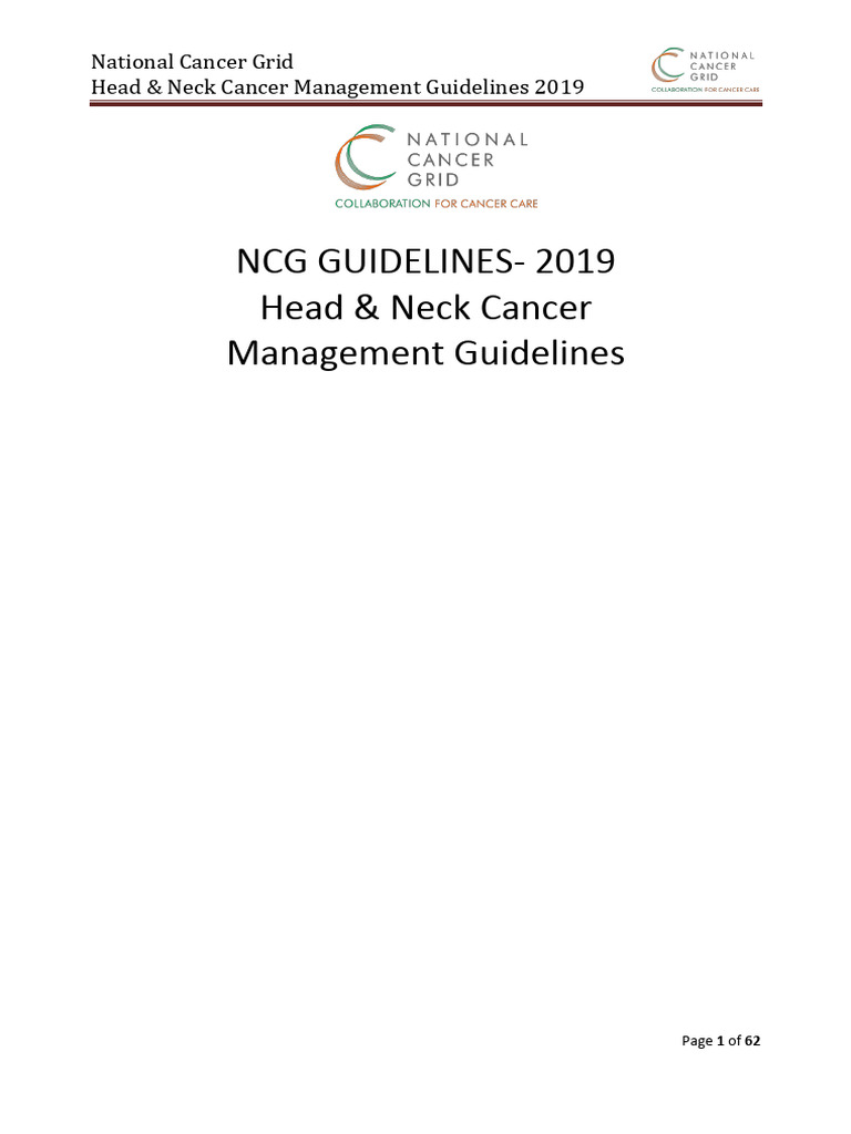 NCG Guidelines for Head&Neck Cancers-2019 | PDF | Radiation Therapy ...