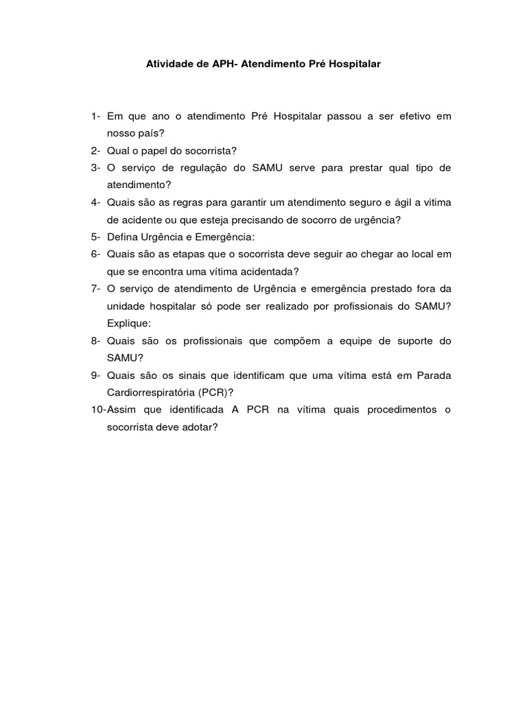 Atividade de APH 2021 | PDF