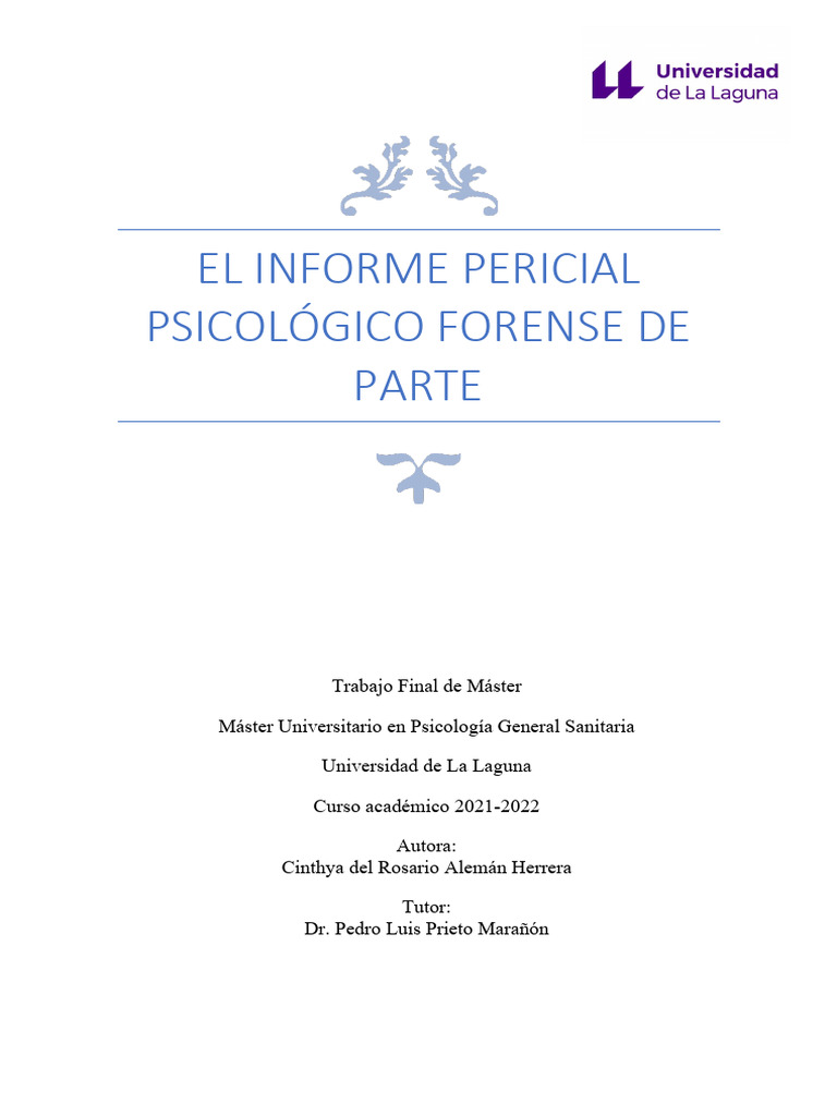 El Informe Pericial Psicologico Forense de Parte | PDF | Testigo ...