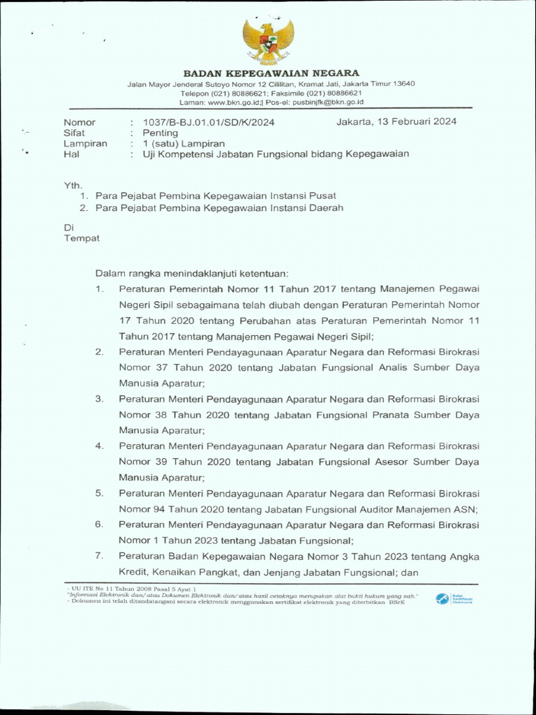 Ukom JFT Bidang Kepegawaian | PDF