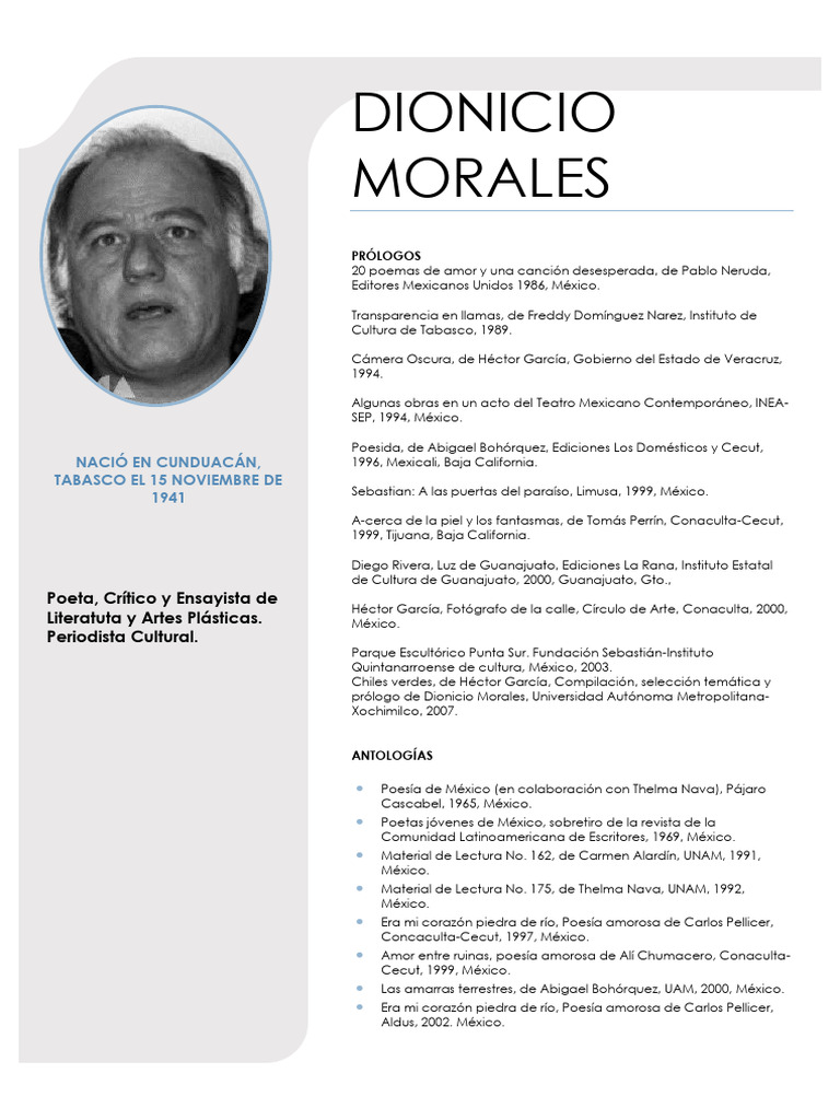 Dionicio Morales: Legado Literario | PDF | México