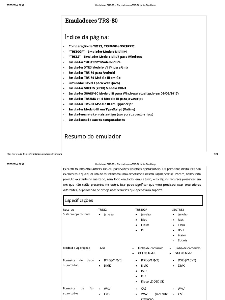 Resumo Dos Emuladores Trs 80 | PDF | Interfaces gráficas do usuário | Sistema operacional