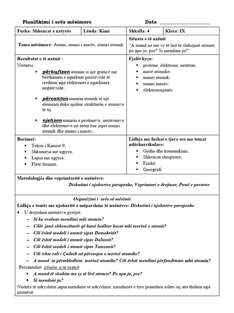 Atomi, Numri I Masës, Numri Atomik | PDF