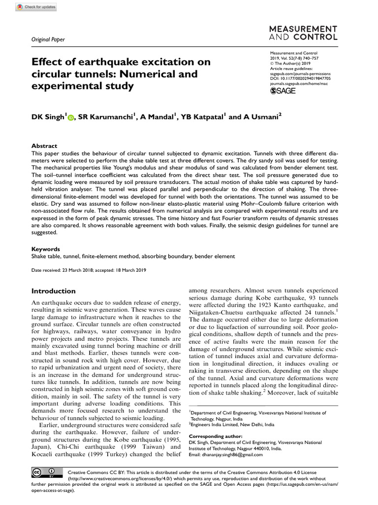 Effect of Earthquake Excitation on Circular Tunnels | PDF | Earthquakes | Stiffness