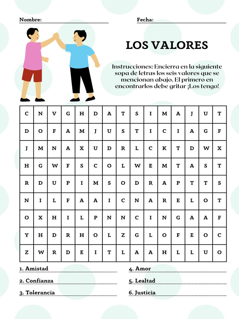 Hoja de Traba Los Valores | PDF