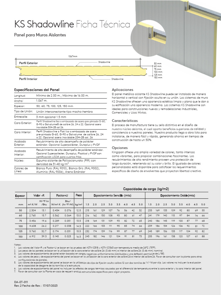Kingspan Ks Shadowline Wall FT MX | PDF | Aislamiento térmico | Sector secundario de la economía