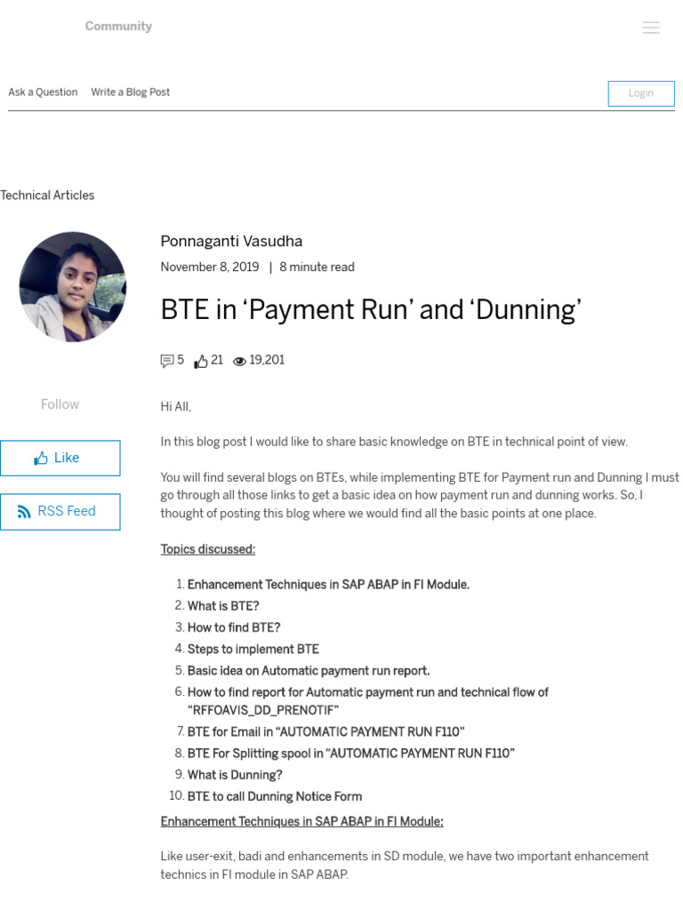 BTE in Payment Run' and Dunning' | PDF | Interface (Computing) | Control Flow