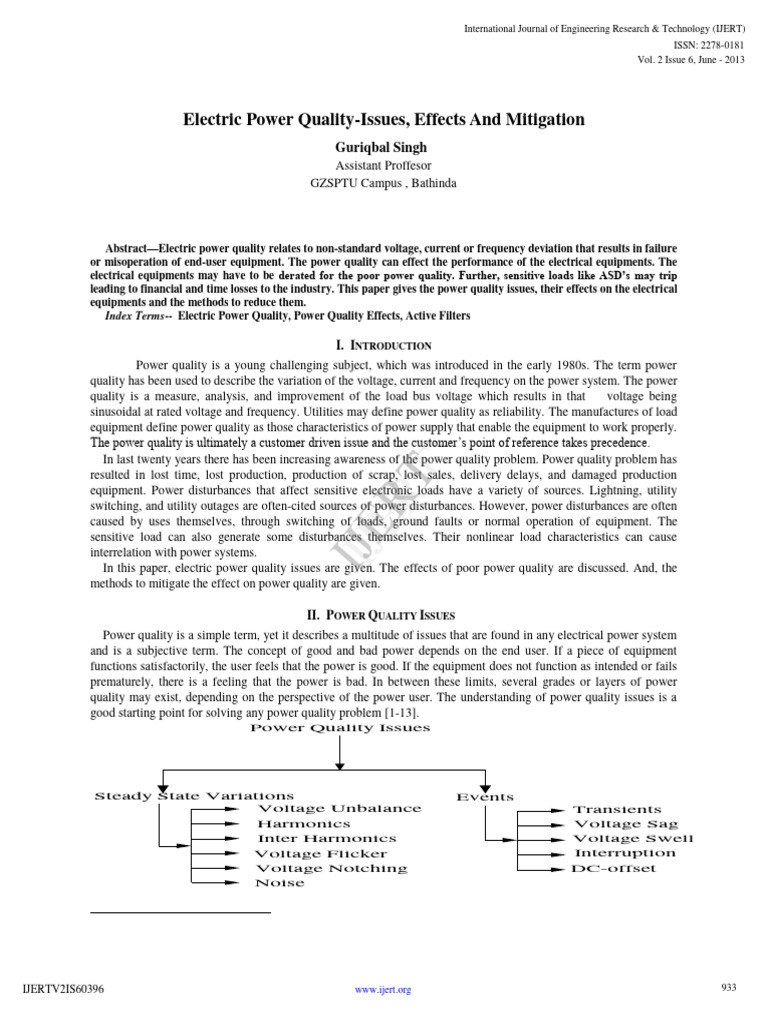 Electric Power Quality Issues Effects and Mitigation | Download Free ...