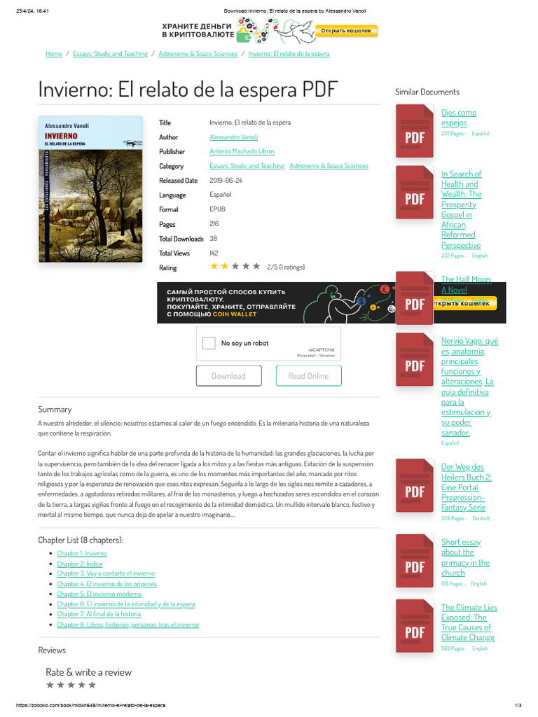 Invierno - El Relato de La Espera by Alessandro Vanoli | PDF