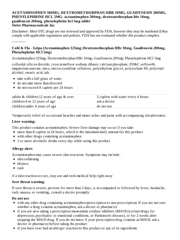 Acetaminophen Combined | Download Free PDF | Cough | Drug Overdose