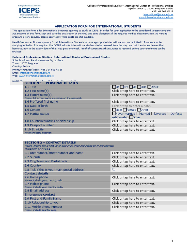 ICEPS-Application-form | PDF | Academic Degree | Academic Certificate