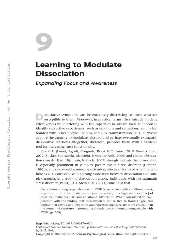 Learning To Modulate Dissociation | PDF | Dissociation (Psychology) | Psychological Trauma
