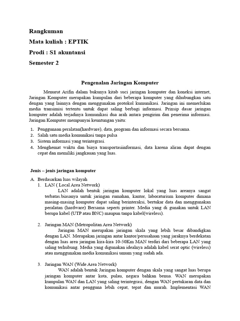 Pengenalan Jaringan Komputer EPTIK | PDF | Teknologi & Rekayasa