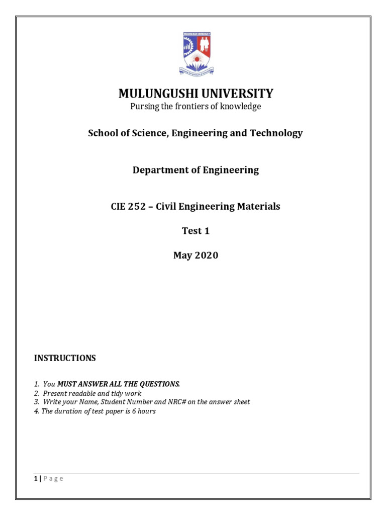 SAMPLE MOCK TEST 1 CIE 252.docx 2020 | PDF | Applied And ...