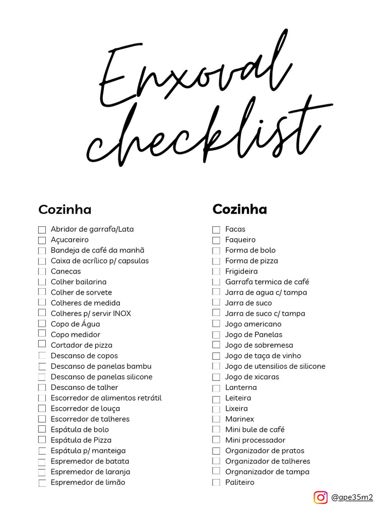 Checklist - Cozinha | PDF | Preparação de alimentos e bebidas | Culináriar
