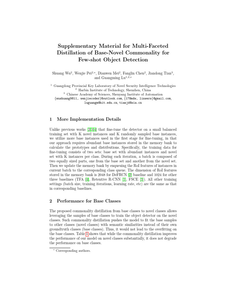 Supplementary Material For Multi-Faceted Distillation of Base-Novel ...