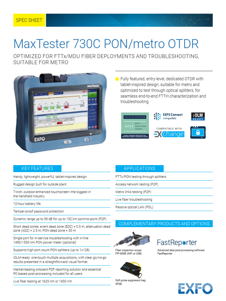 Exfo Spec-Sheet Maxtester-730c v13 en | PDF | Decibel | Wi Fi