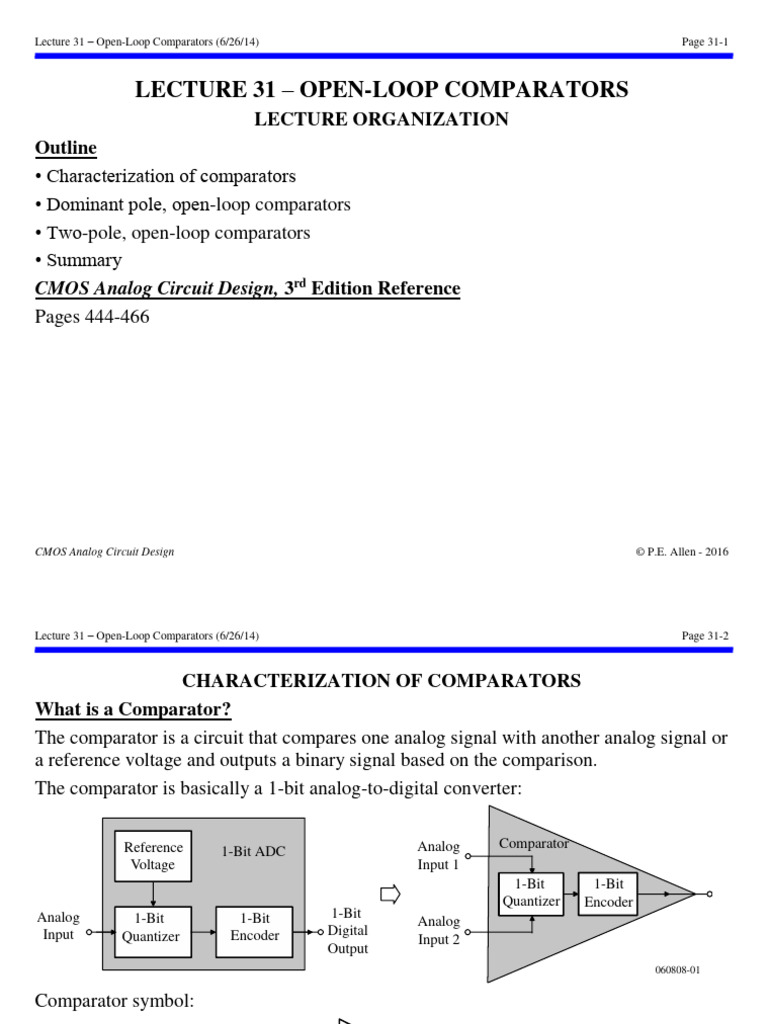 lecture31-OPEN-LOOP COMPARATORS | Download Free PDF | Analog To Digital ...