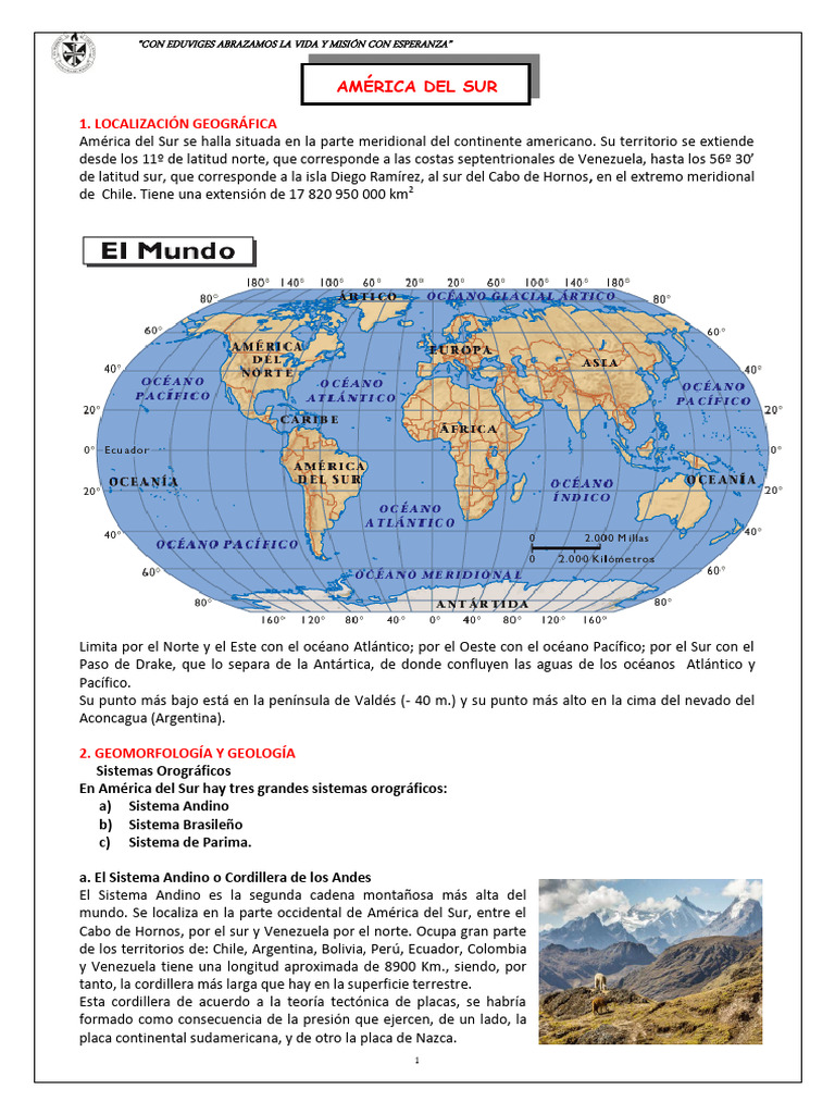 Características de América del Sur | PDF | Andes | Américas