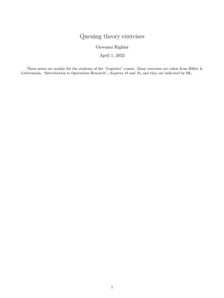 E4 - Queuing theory exercises | PDF | Equations | System Of Linear Equations