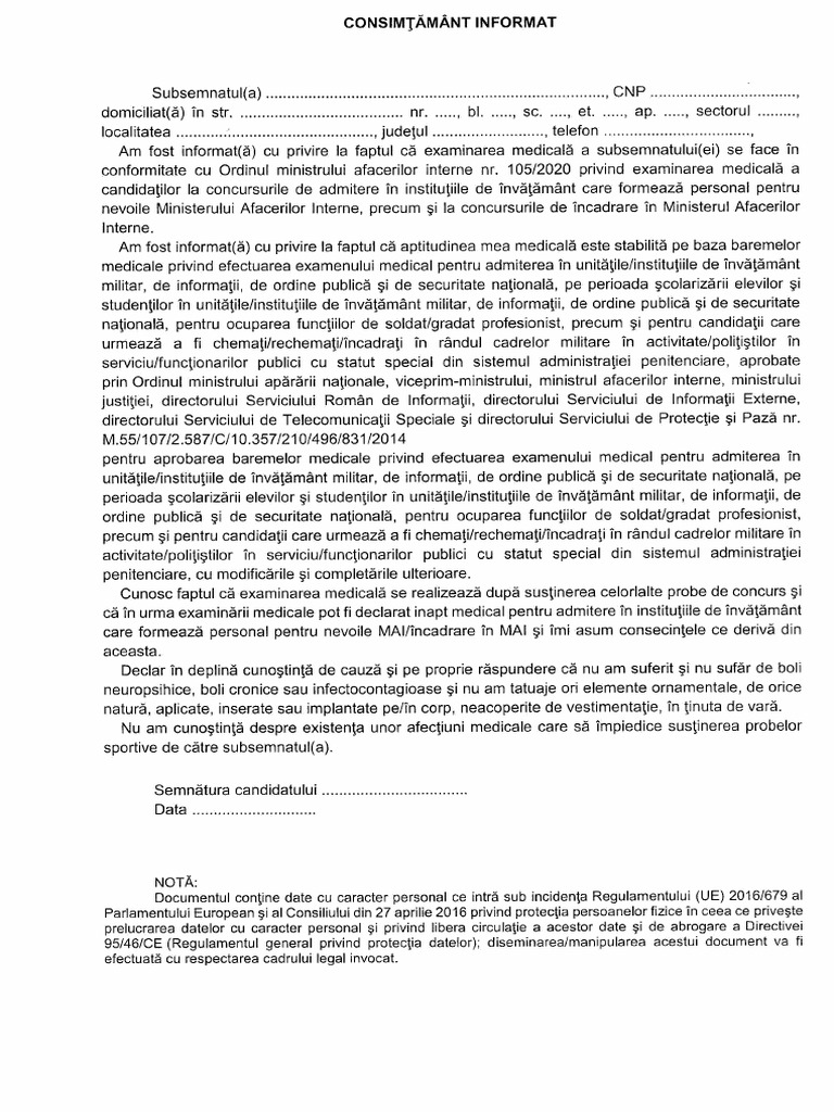 Model Consimtamant Informat | PDF