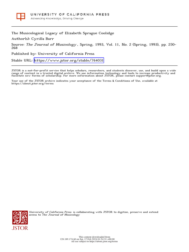 Coolidge's Impact on Musicology | PDF | Cost Of Living
