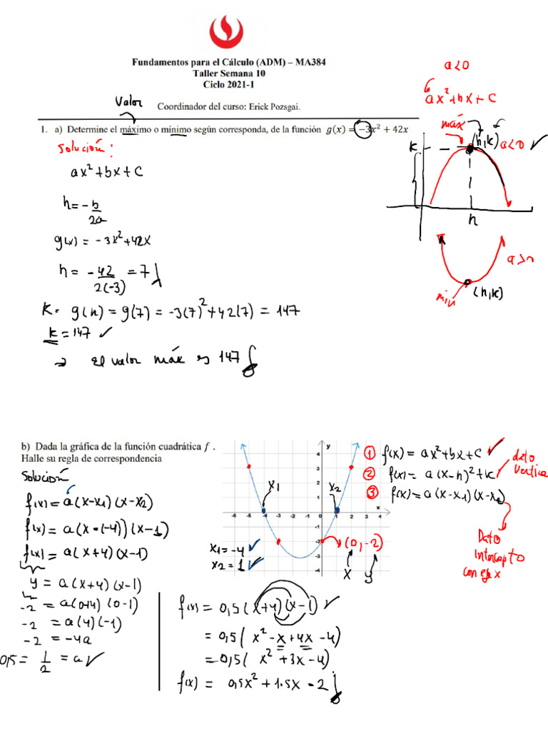 Solución Del Taller Fundamentos Del Cálculo Seman 10 | PDF