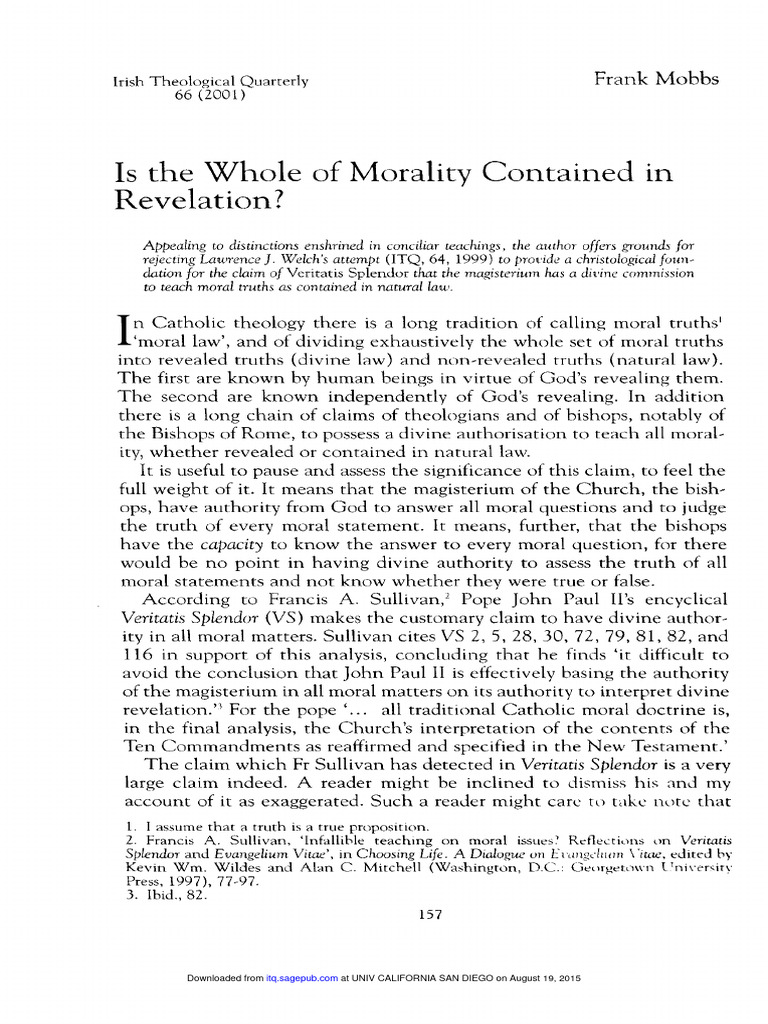 Morality: The Whole Contained Revelation? | PDF | Thomas Aquinas | Catholic Church