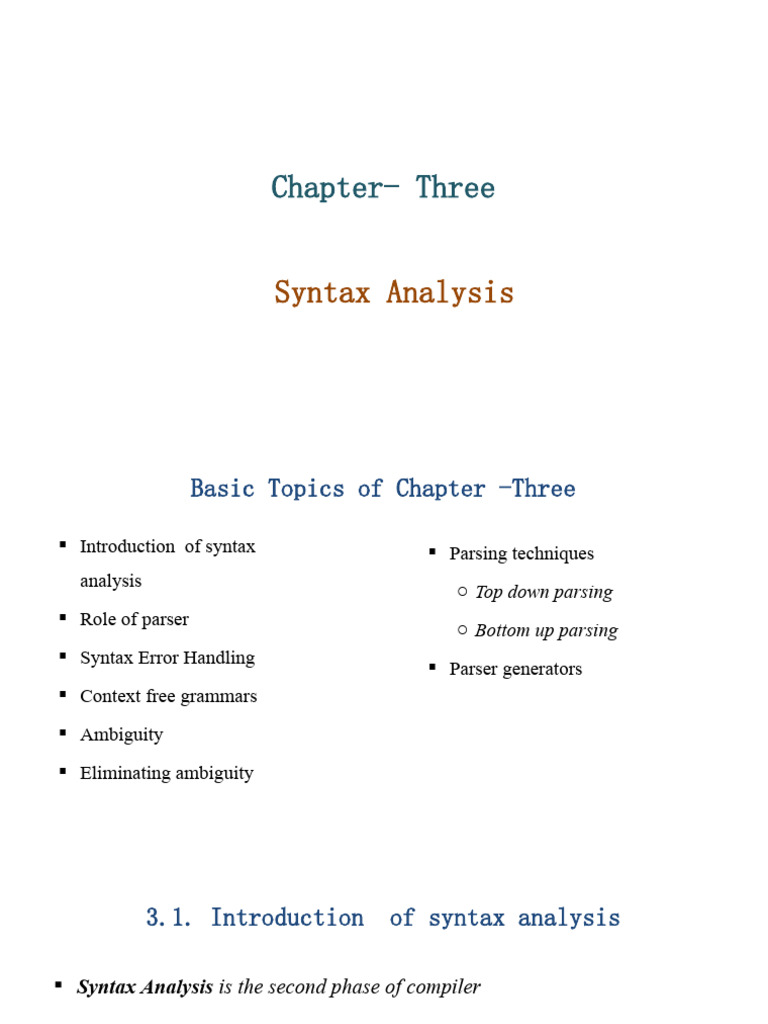 Chapter 3 - Syntax Analysis | Download Free PDF | Parsing | Formalism (Deductive)