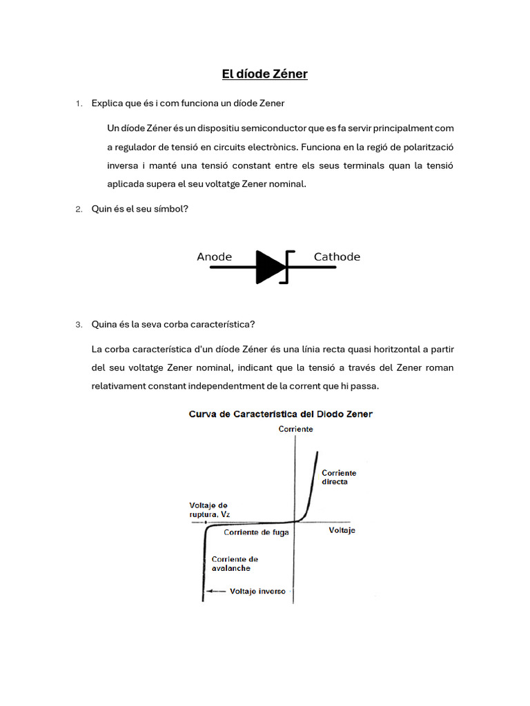 Qüestionari Díode Zener | PDF