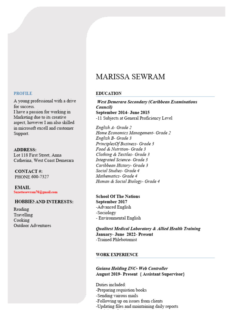 Marissa Sewram: Marketing & Support Expert | PDF