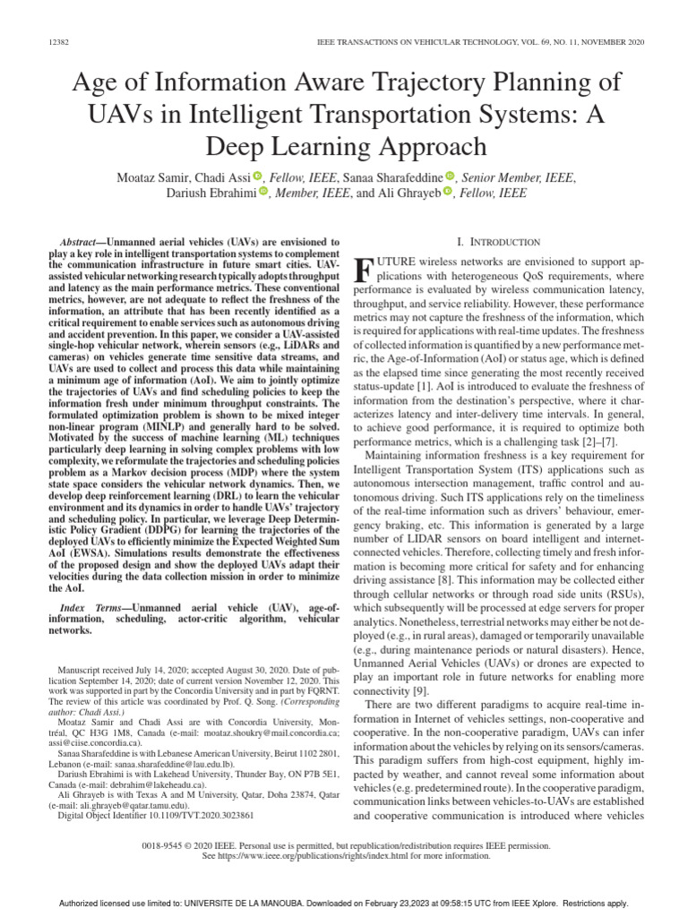 Age Of Information Aware Trajectory Planning Of Uavs In Intelligent Transportation Systems A 