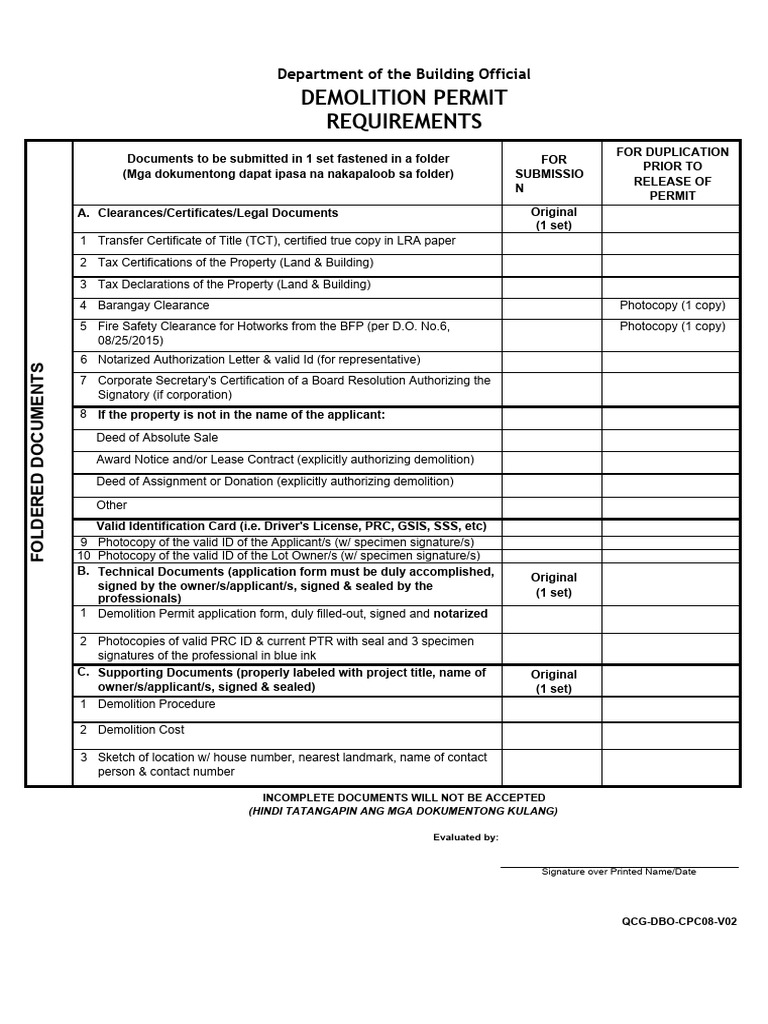 Demolitionpermitoss | PDF | Signature | Notary Public