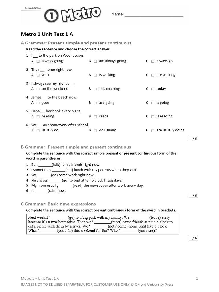 Metro 1 Unit 1a | PDF