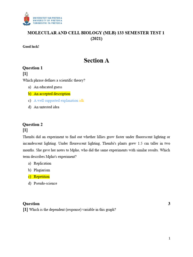 ST1 2019 | PDF | Evolution | Experiment